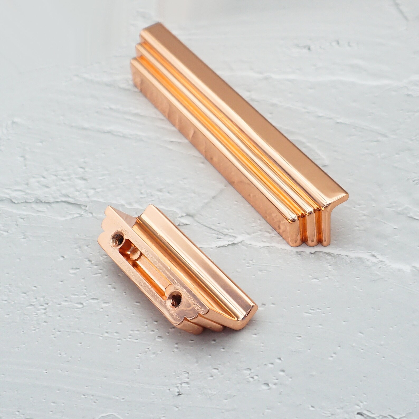 Rose Gold Kitchen Door Handles Modern Stripe Cabinet Handles - Etsy