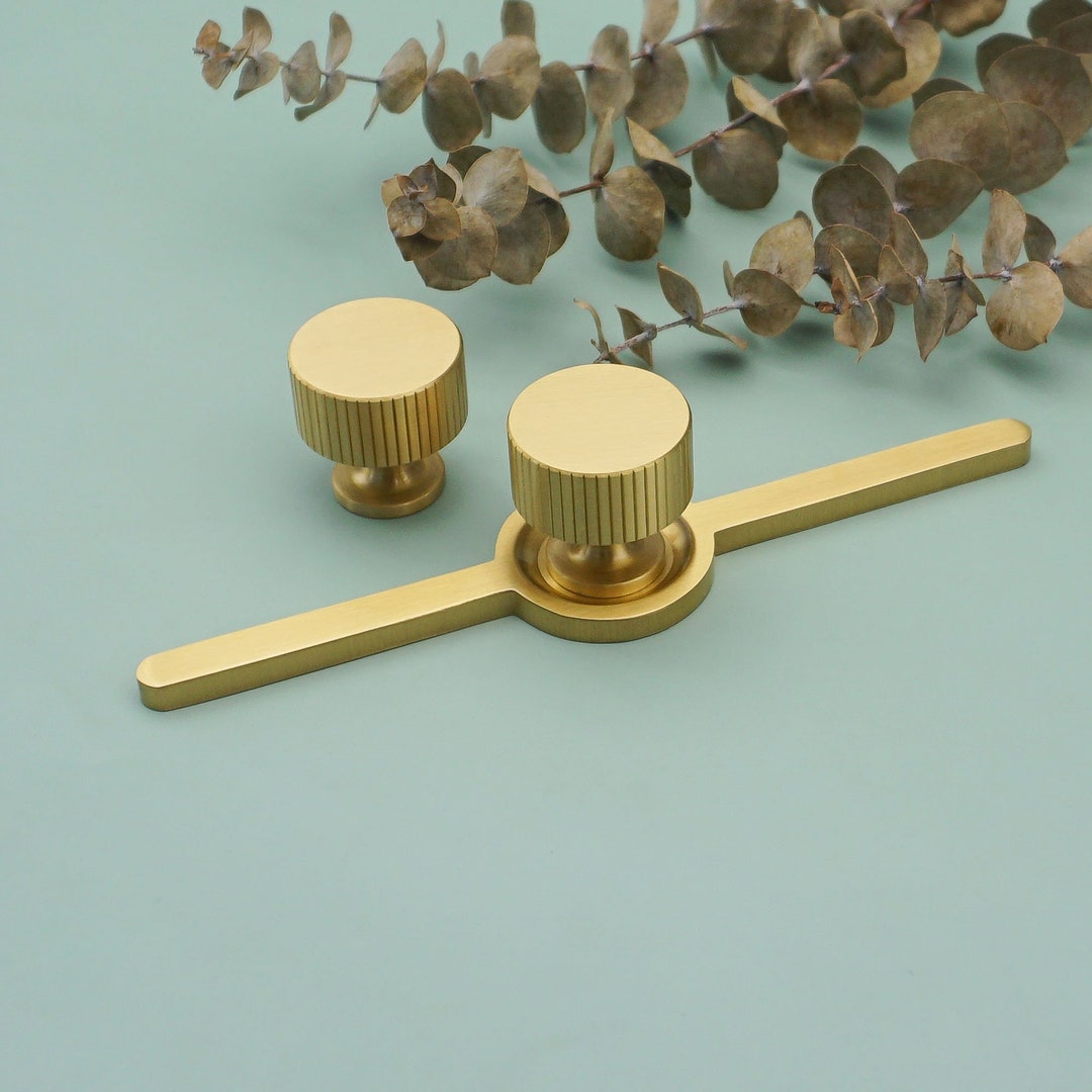 Unique Drawer Knob Solid Brass Knobs With Back Plate Gold Dresser Pull ...