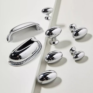 Unique Cup Drawer Pulls Art Deco Handles Chrome Cabinet Knobs Pulls Gift Silver Chrome Kitchen ...