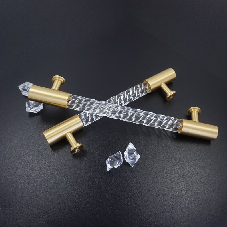 Clear Acrylic Drawer Pulls Brass Dresser Pull Knob Unique - Etsy