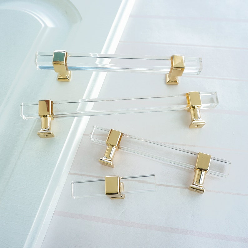 Custom Square Acrylic Drawer Pull Gold Clear Dresser Pulls - Etsy Hong Kong
