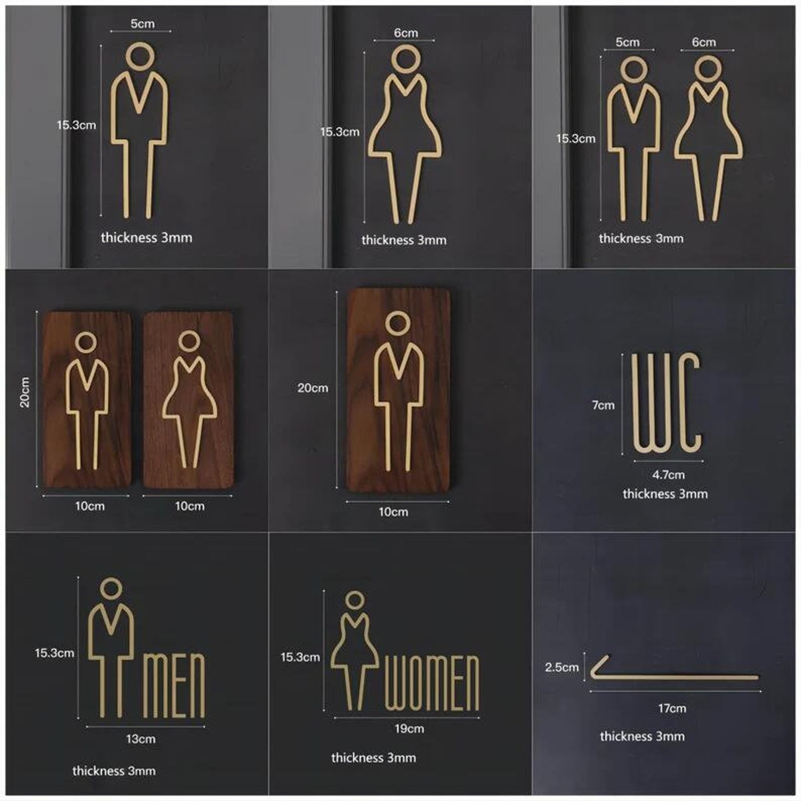 Brass Restroom Door Sign Modern Restroom Arrow Door Signs - Etsy Hong Kong