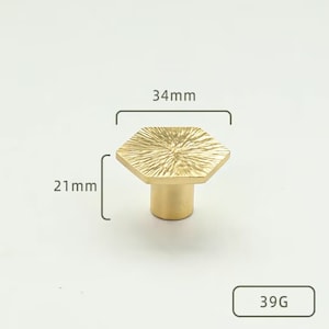 Solid Brass Drawer Knob Unique Hexagon Cabinet Knob Pull Modern Kitchen Handle Dresser Knob ...