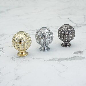 Art Deco Drawer Knob Rhinestone Glass Knobs Cylindrical Crystal Knob Ball Dresser Pulls Clear ...