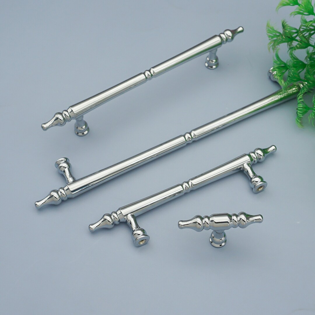 Luxury Nordic Chrome Drawer Pulls Knobs Art Deco Door Pulls Zinc Alloy ...