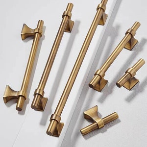 Antique Bronze Drawer Handles Knobs Solid Brass Cabinet Pulls Handles Gold Door Handle Solid ...