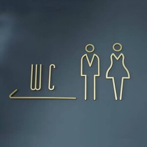 Brass Restroom Door Sign Modern Restroom Arrow Door Signs - Etsy Hong Kong