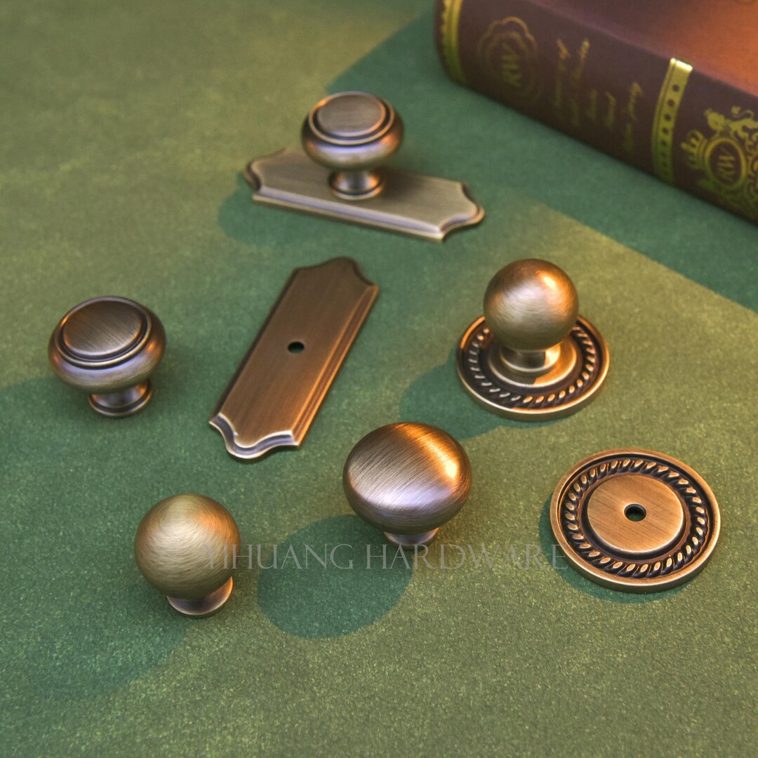 Antique Bronze Knobs With Backplate,unique Drawer Knobs,vintage Dresser ...