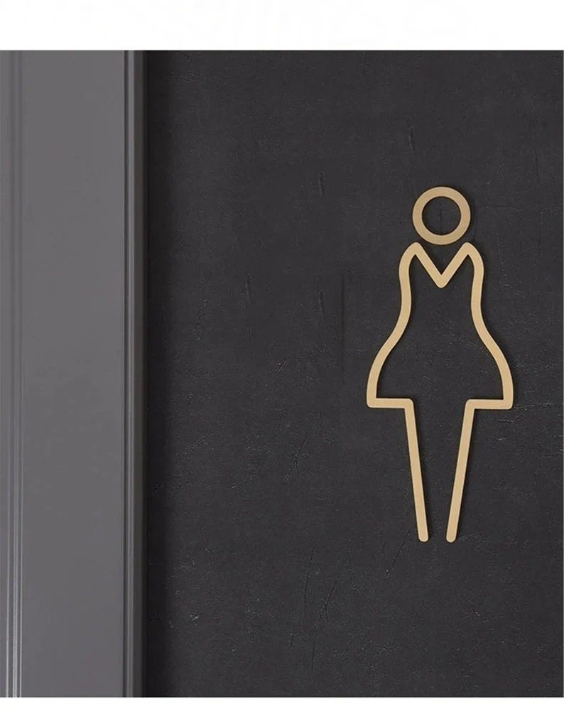 Brass Restroom Door Sign Modern Restroom Arrow Door Signs - Etsy Hong Kong