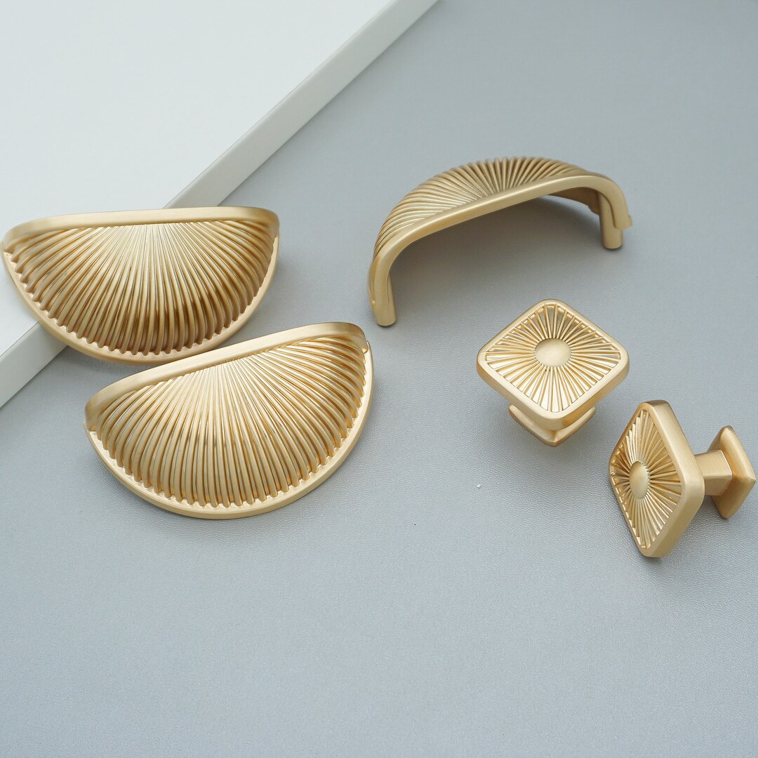 3"gold Drawer Pull Handles Cup Shell Dresser Pulls Half Moon Kitchen ...