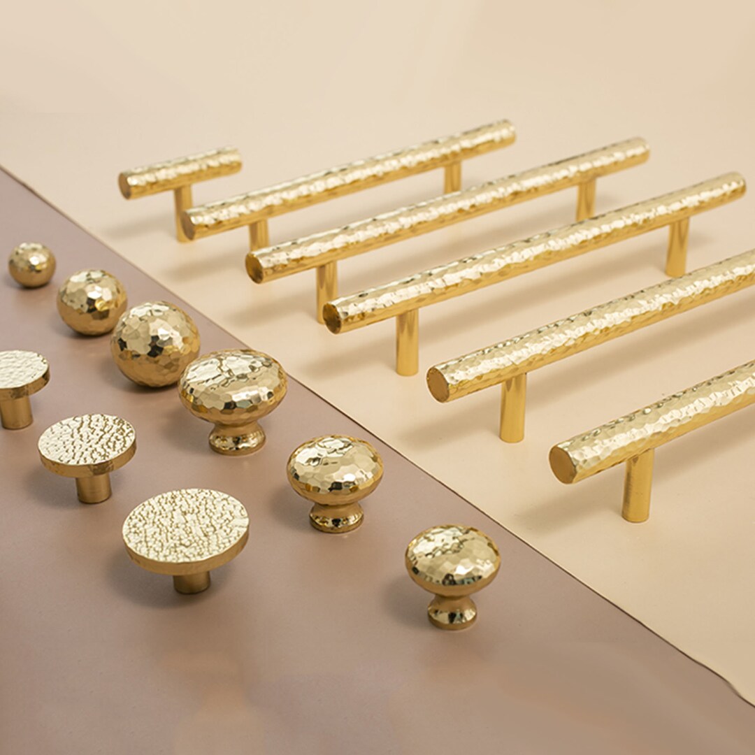 Hammered Drawer Pull Hammer Solid Brass Kitchen Pull and Knob Cabinet Pull Knob Mini Dresser ...