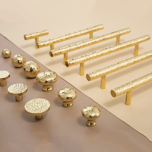 Hammered Drawer Pull Hammer Solid Brass Kitchen Pull and Knob Cabinet Pull Knob Mini Dresser ...