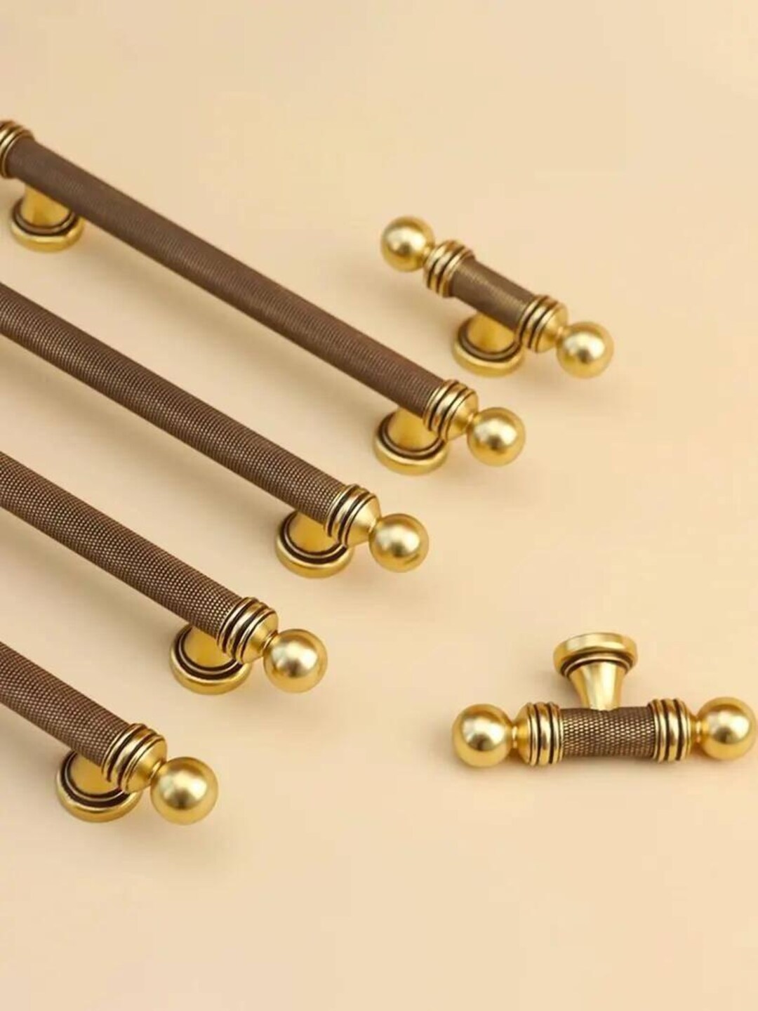 Brass Knurled Handles Antique Bronze T Bar Knobs Luxury Kitchen Door ...