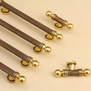 Brass Knurled Handles Antique Bronze T Bar Knobs Luxury Kitchen Door ...