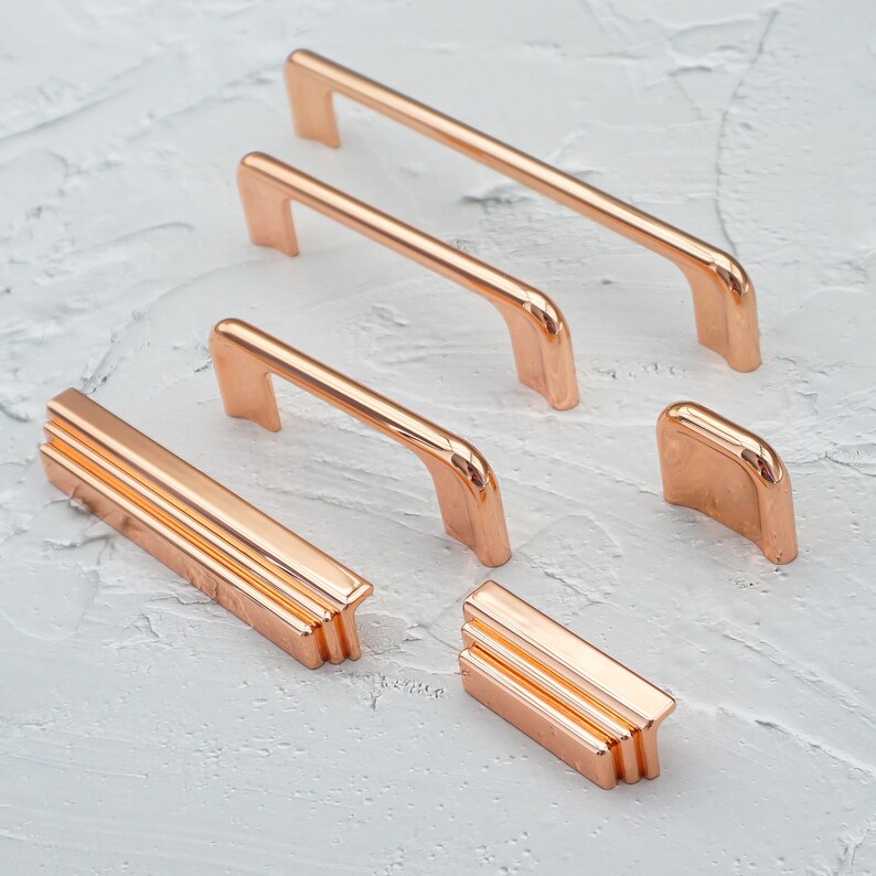 Rose Gold Kitchen Door Handles Modern Stripe Cabinet Handles - Etsy