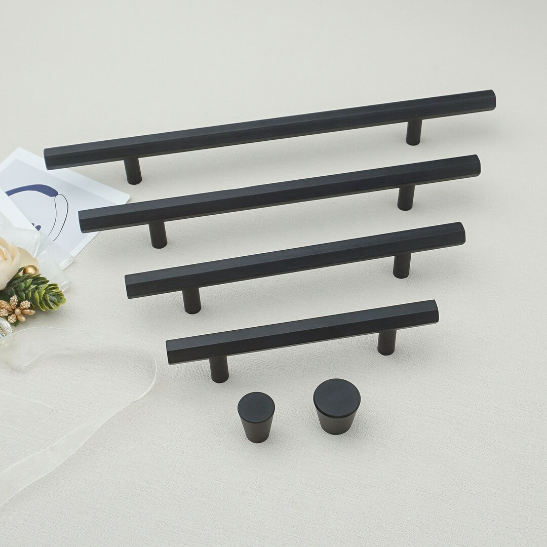 Hexagon Black Drawer Knobs Pulls Kitchen Handles Dresser Knobs Pulls ...
