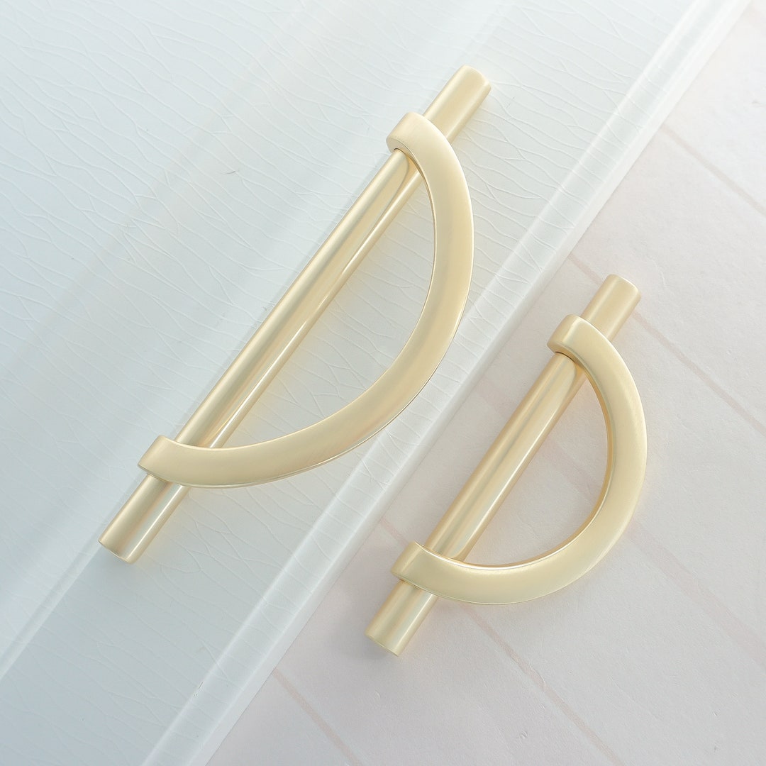 3.78"5"brushed Gold Drawer Handles Semicircle Dresser Pulls Modern ...