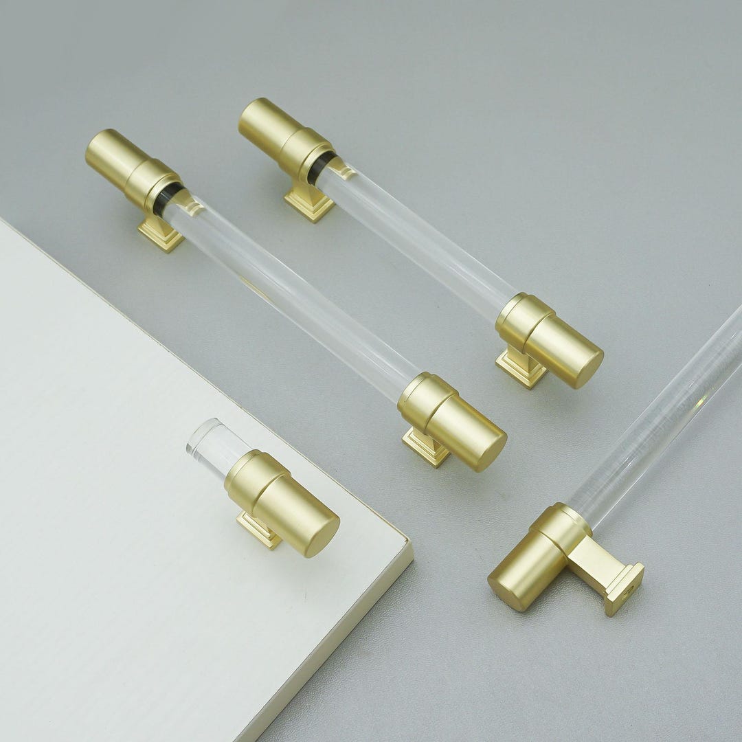 Clear Acrylic Drawer Knobs Pulls Gold Acrylic Cabinet Knobs Unique ...