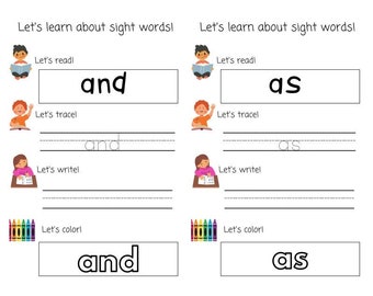 Let's Learn Sight Words 4 printable - Etsy