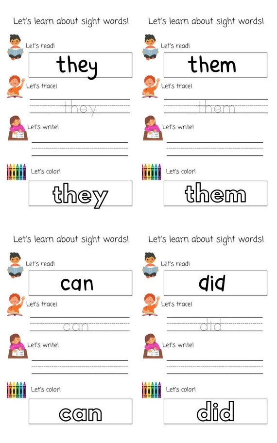 Let's Learn Sight Words 4 printable - Etsy