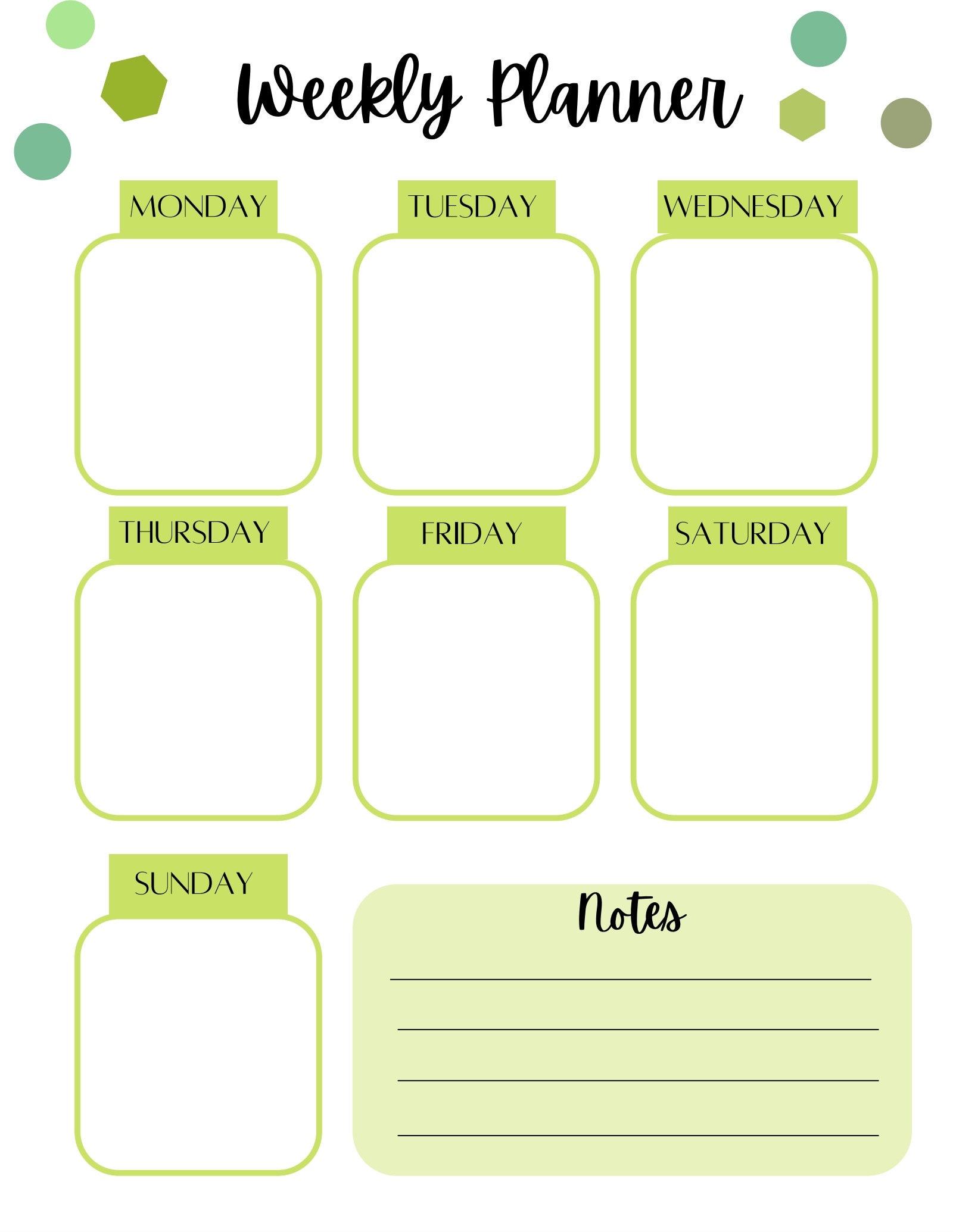 Weekly Schedule - Etsy