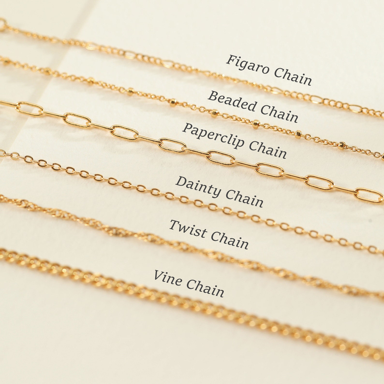 18K GOLD Chain Necklace Paperclip Chain Twist Chainvine - Etsy