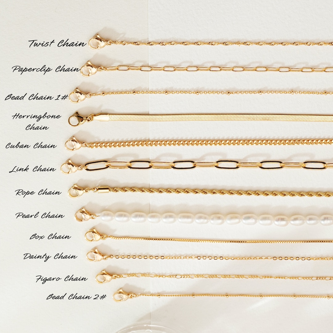 18K GOLD Chain Necklace, Paperclip Chain, Twist Chain,vine Chain, Bead ...