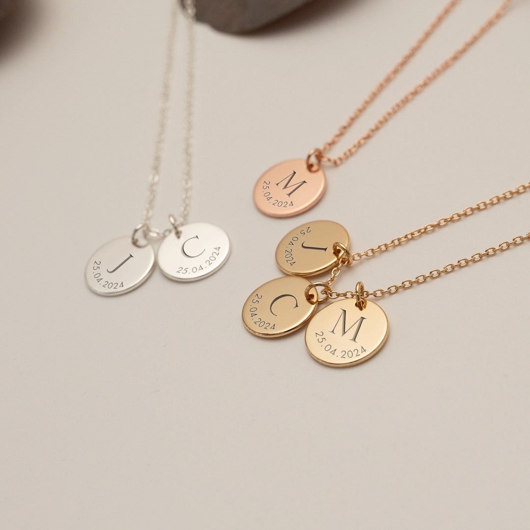 Personalized Initial Birthdate Necklace, Custom Family Necklace, New ...