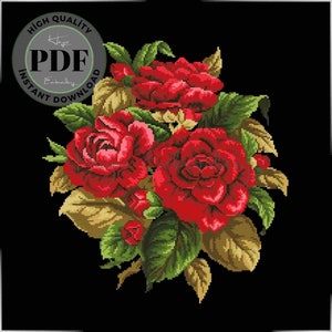 Cross Stitch Pattern Autumn Roses PDF - Etsy