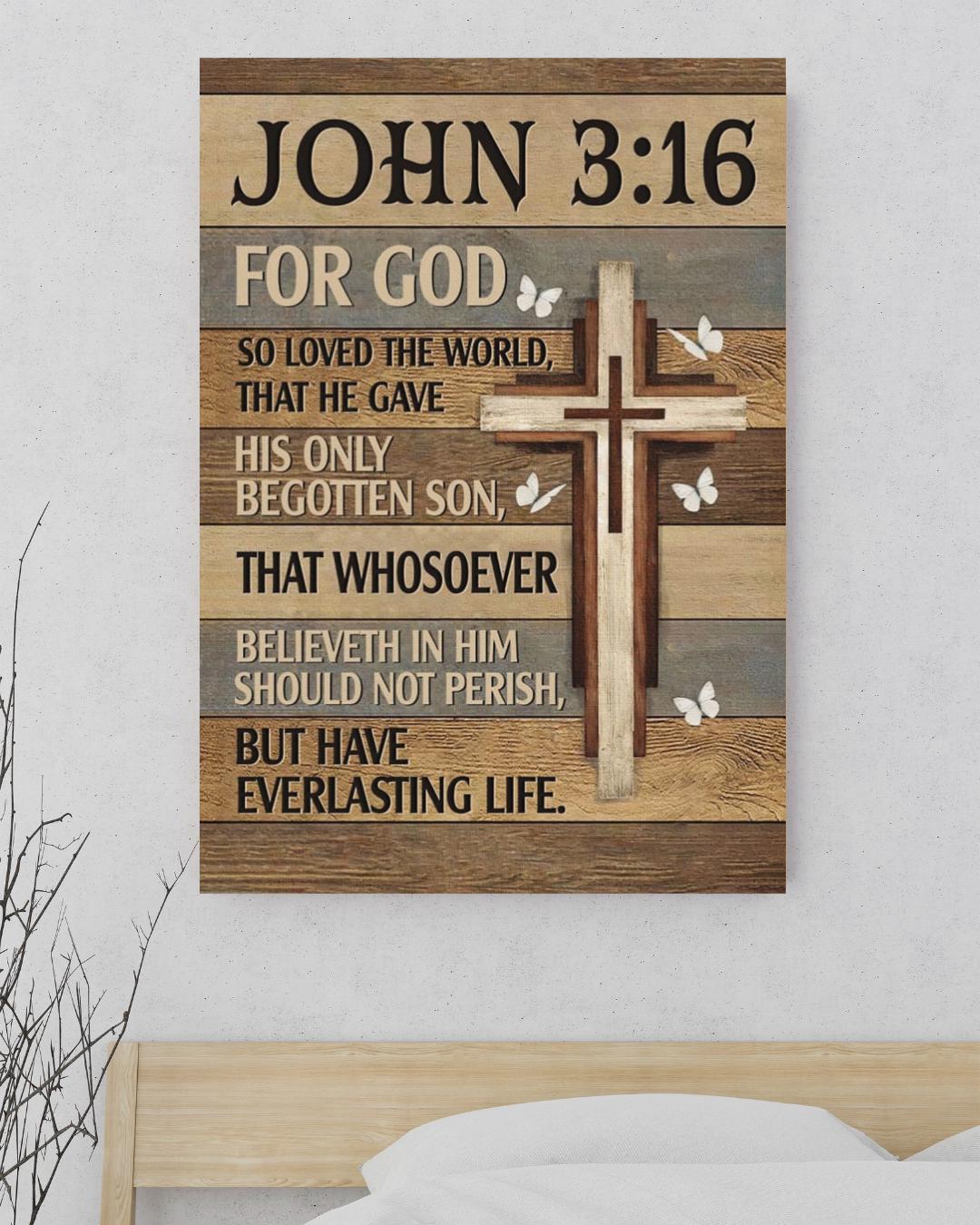 For God so Loved the World – John 3:16 Christian Wall Art Canvas ...