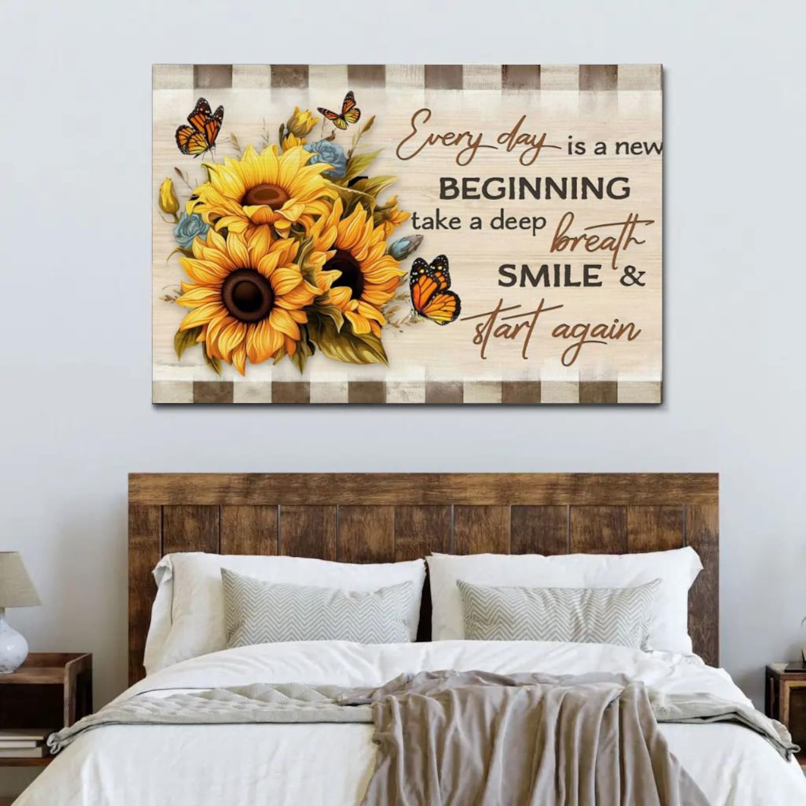 Every Day is a New Beginning – Butterfly and Sunflower Wall Art Canvas ...