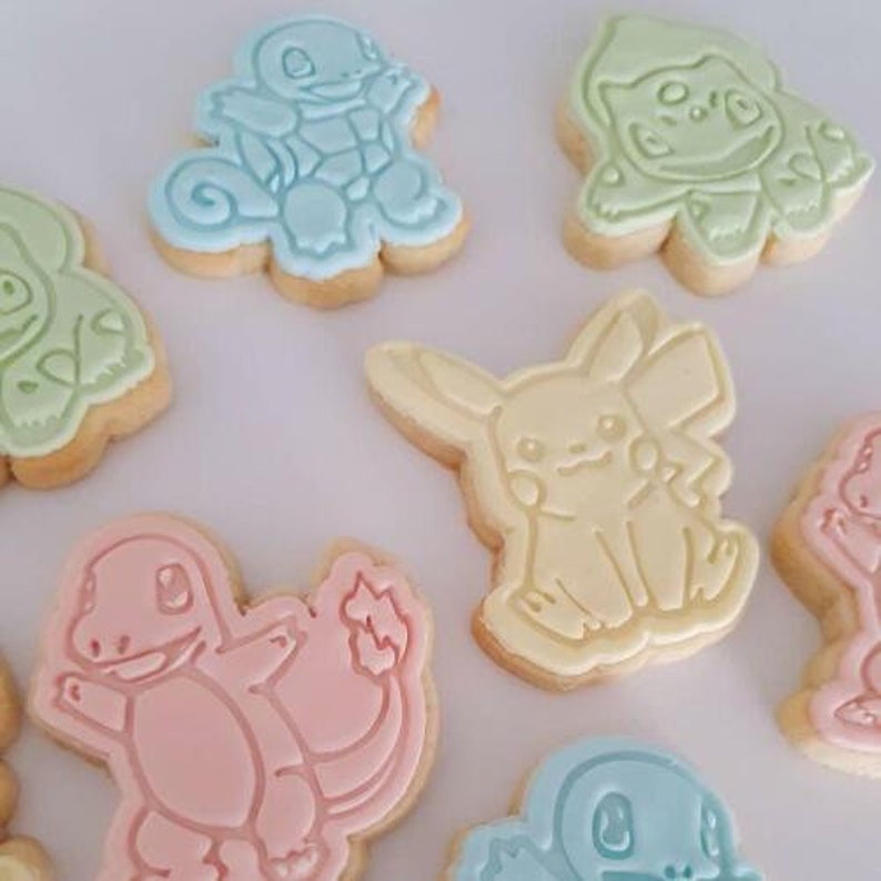Pokemon Cookie Cutter Fondant Baking Cake Embosser Set, Pikachu ...