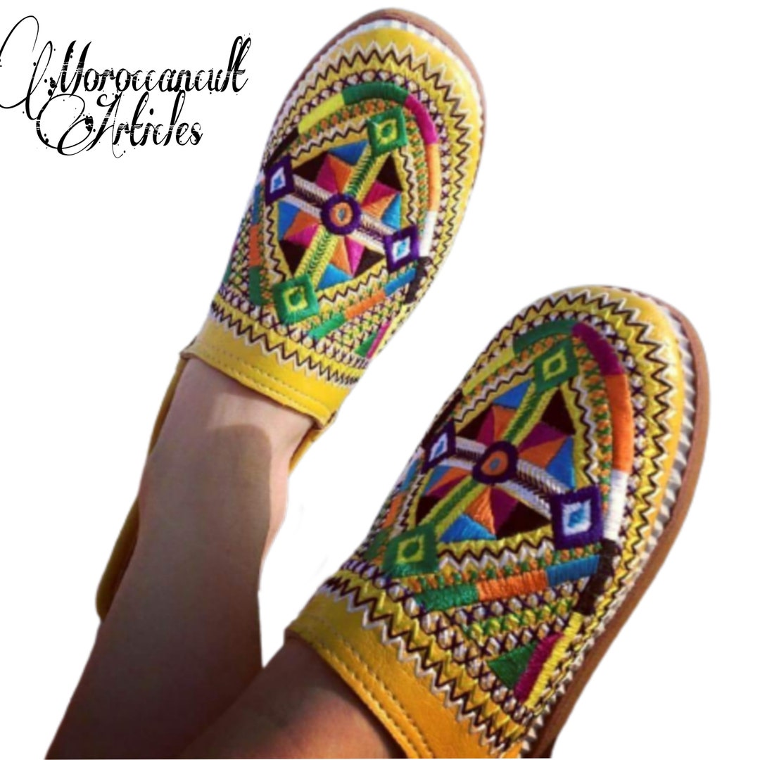 Belgha, Amazigh Slippers, Leather Slippers, Moroccan Shoes, Handmade ...