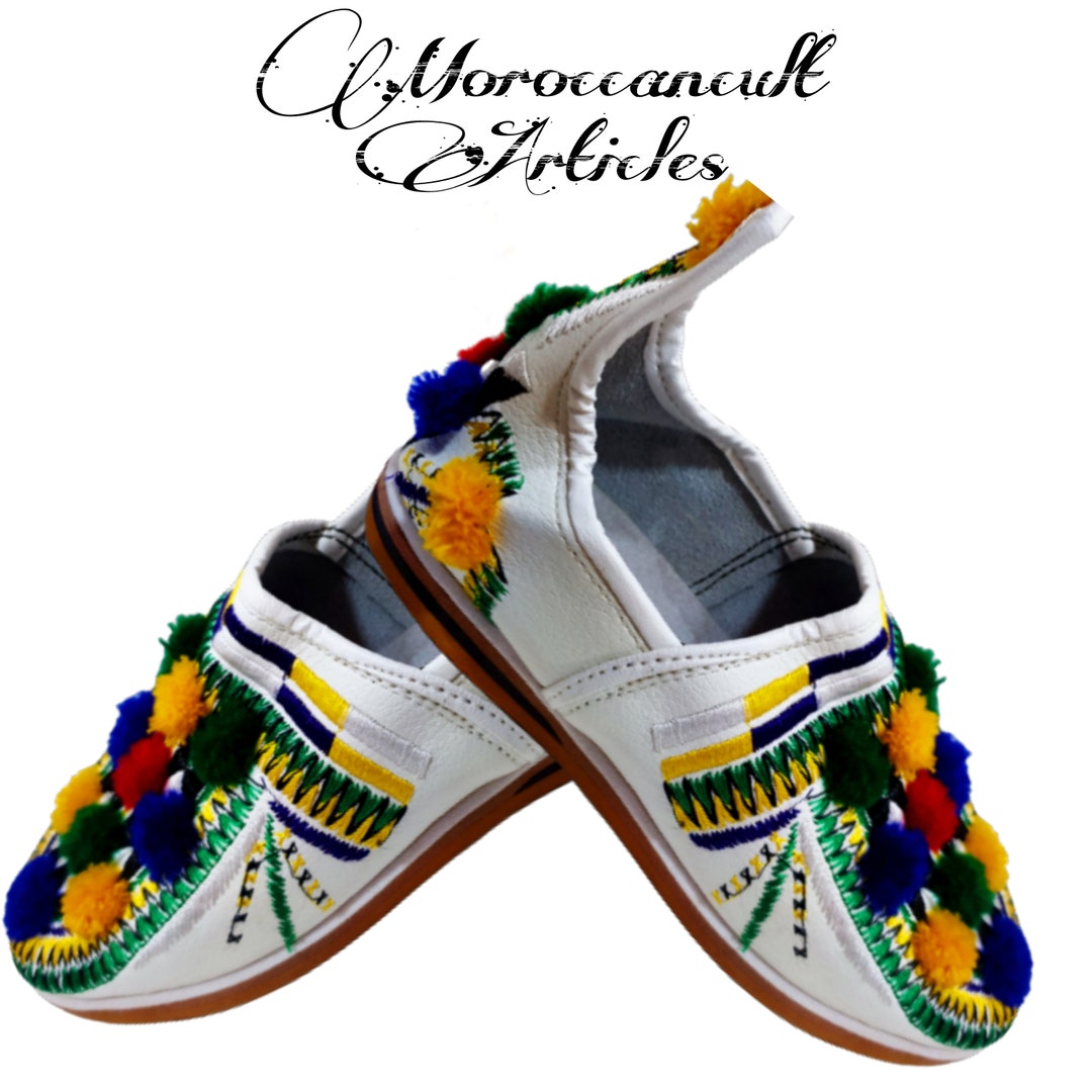 Belgha, Amazagh Babouches, Colorful Flower Babouches, Women's Babouches ...