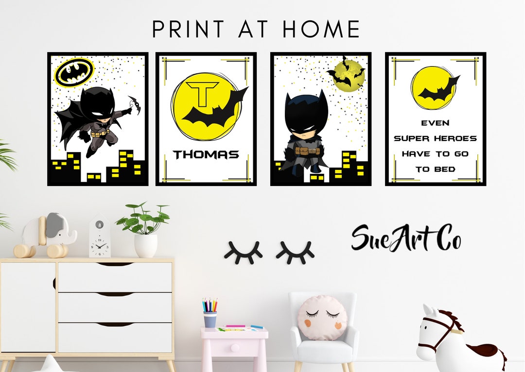 Superhero Art Print Set of 4 Printable Home Decor Digital Poster Wall ...