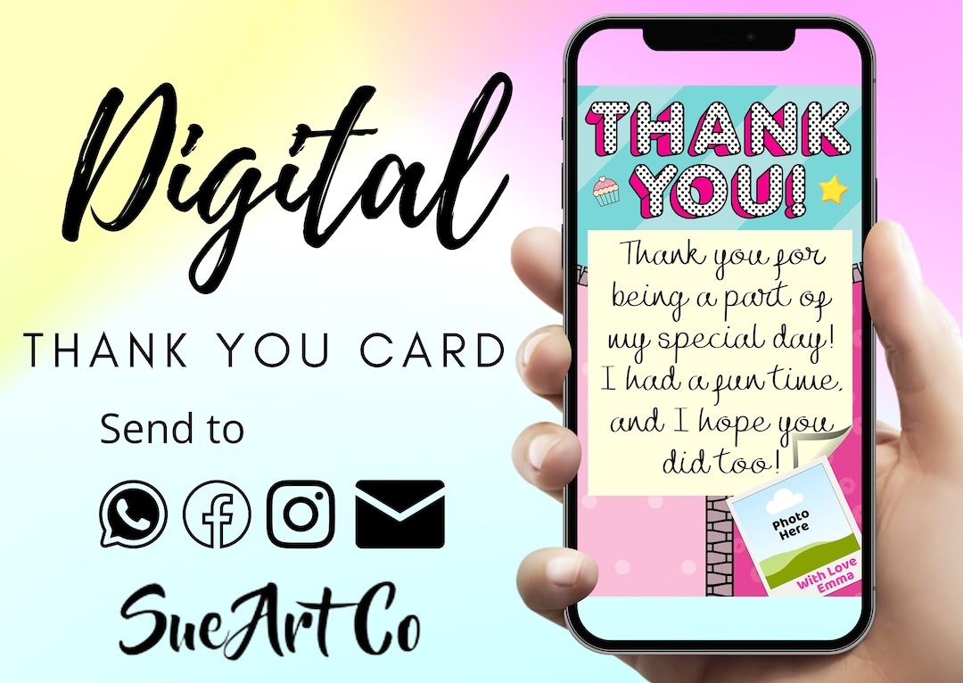 Personalised Digital Thank You Card With Photo - Etsy