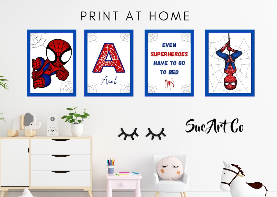 Superhero Art Print Set of 4| Printable Home Decor | Digital Poster ...