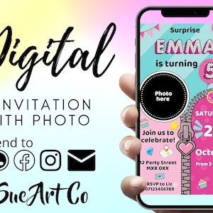 Personalised With Photo Party Invitation Digital Phone Invitation ...