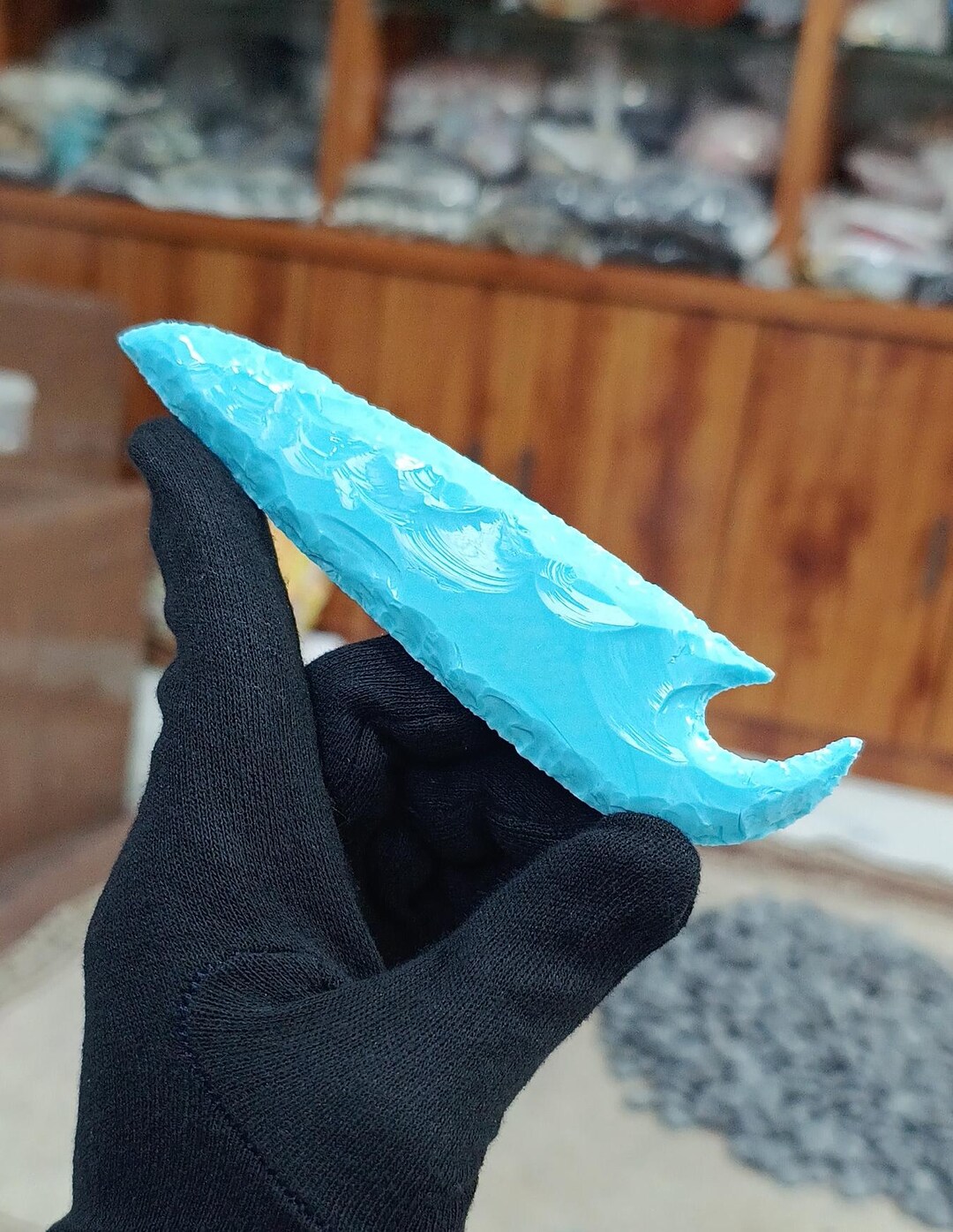 Turquoise Glass Arrow 6" Inch, Spearhead Large Arrowhead Crystal ...