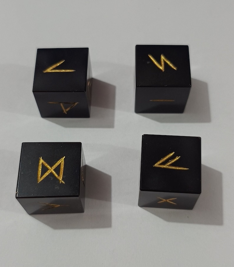 Black Tourmaline Square Rune Set-24 Symbol Rune Set,elder Futhark Runes ...