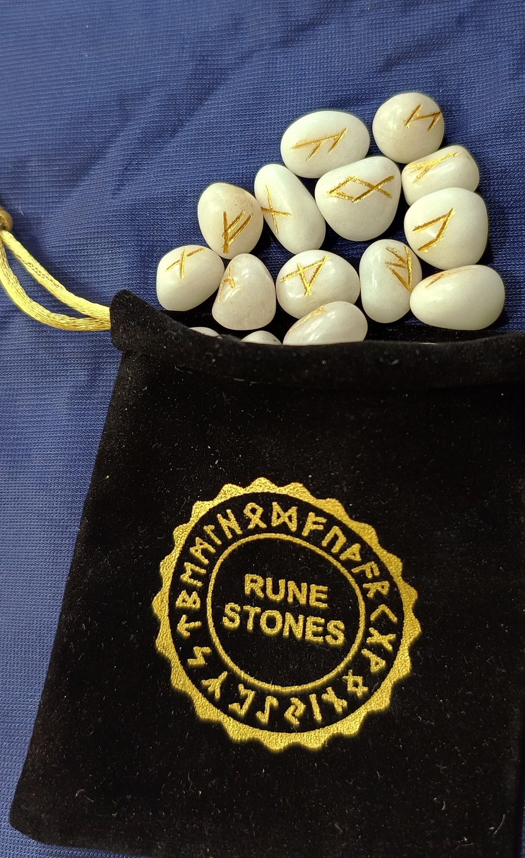 White Quartz Rune Sets, Healing Crystals 25 Pieces Engraved Tumbled ...