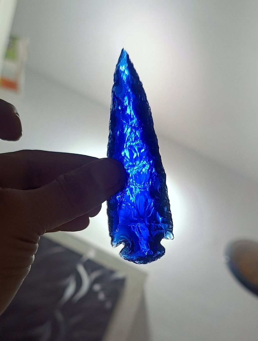 Handcrafted Blue Obsidian Arrowhead 4"inch – Metaphysical Glass Crystal ...
