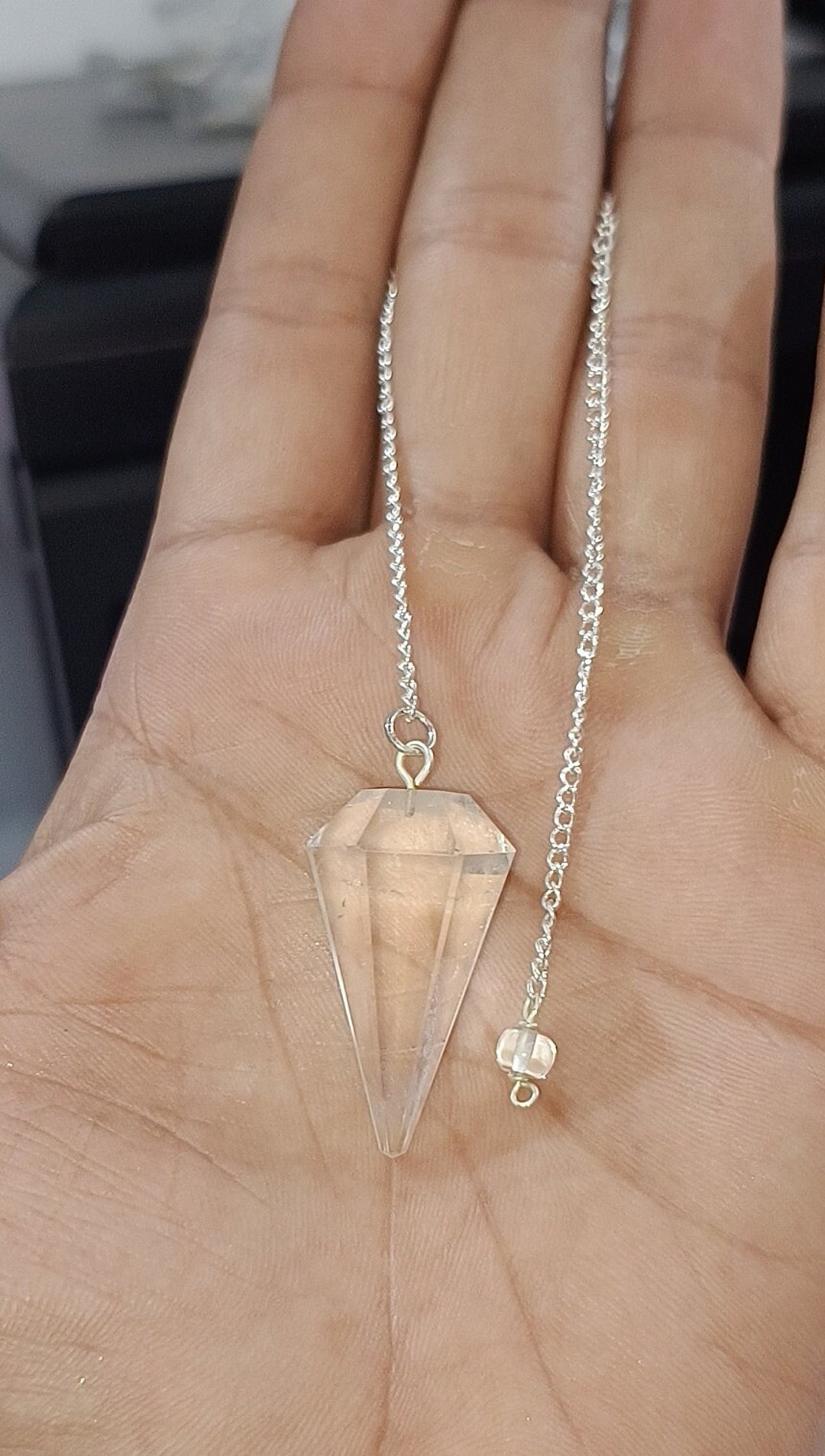 Genuine Clear Crystal Pendulum,polished Gemstone Necklace,healing ...
