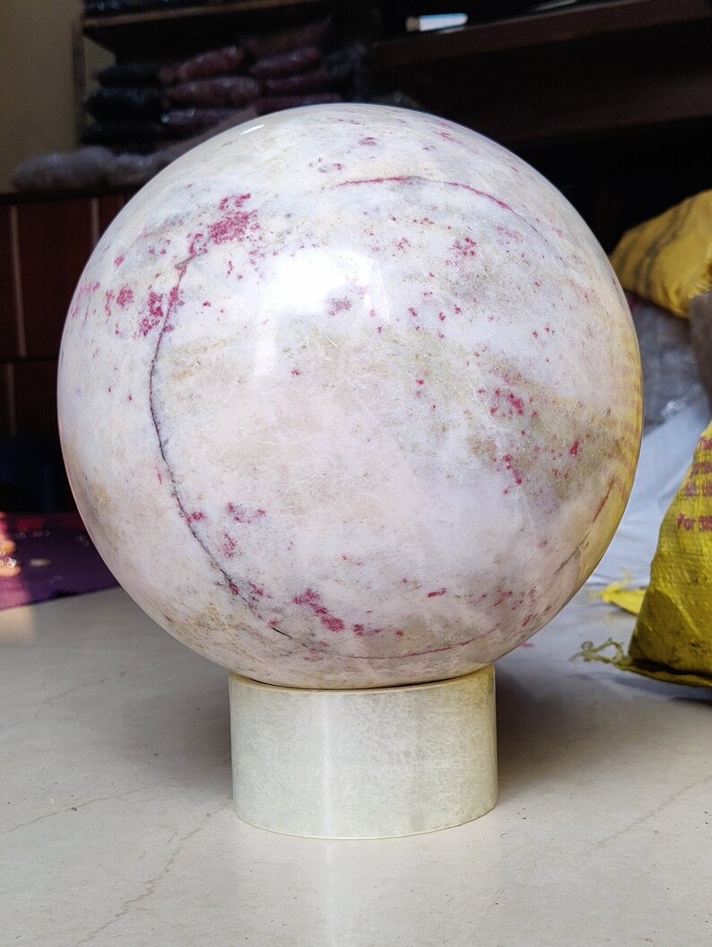 Extra Large 20cm Natural Cinnabar Quartz Sphere, Huge Peruvian Crystal ...