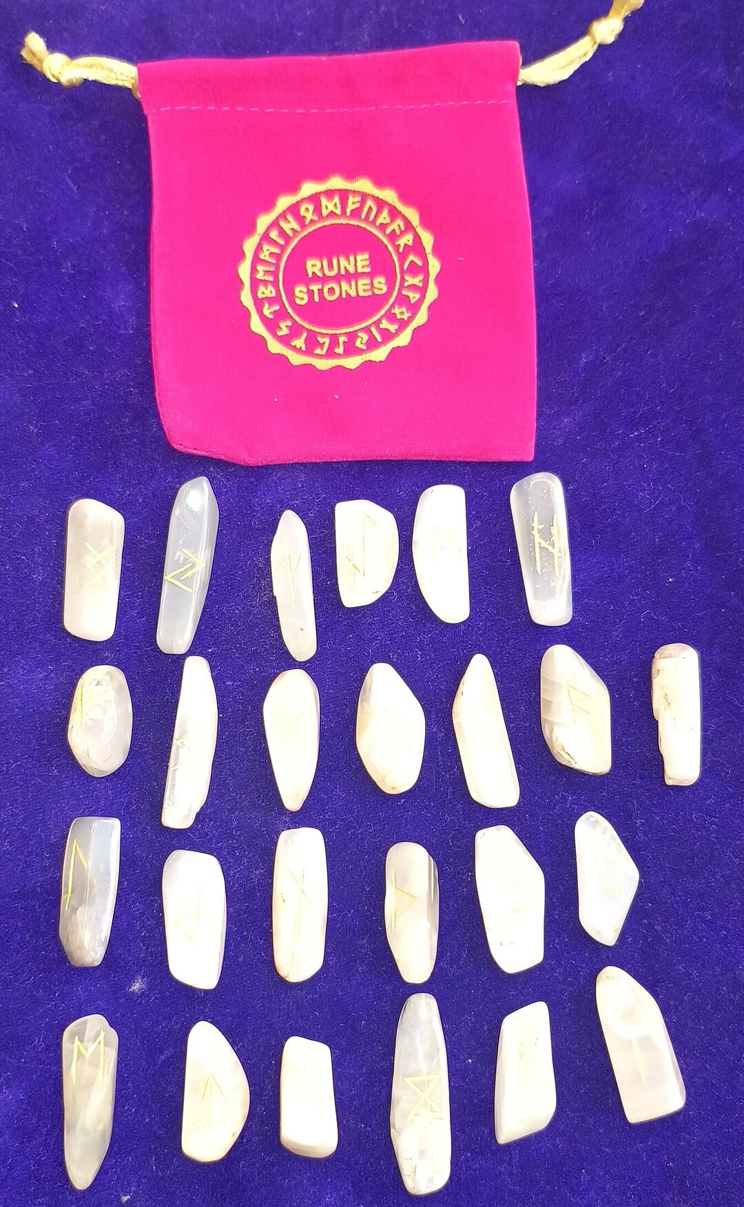 MOONSTONE RUNE Set Rare Gold Engraved Peach Moonstone Rune - Etsy