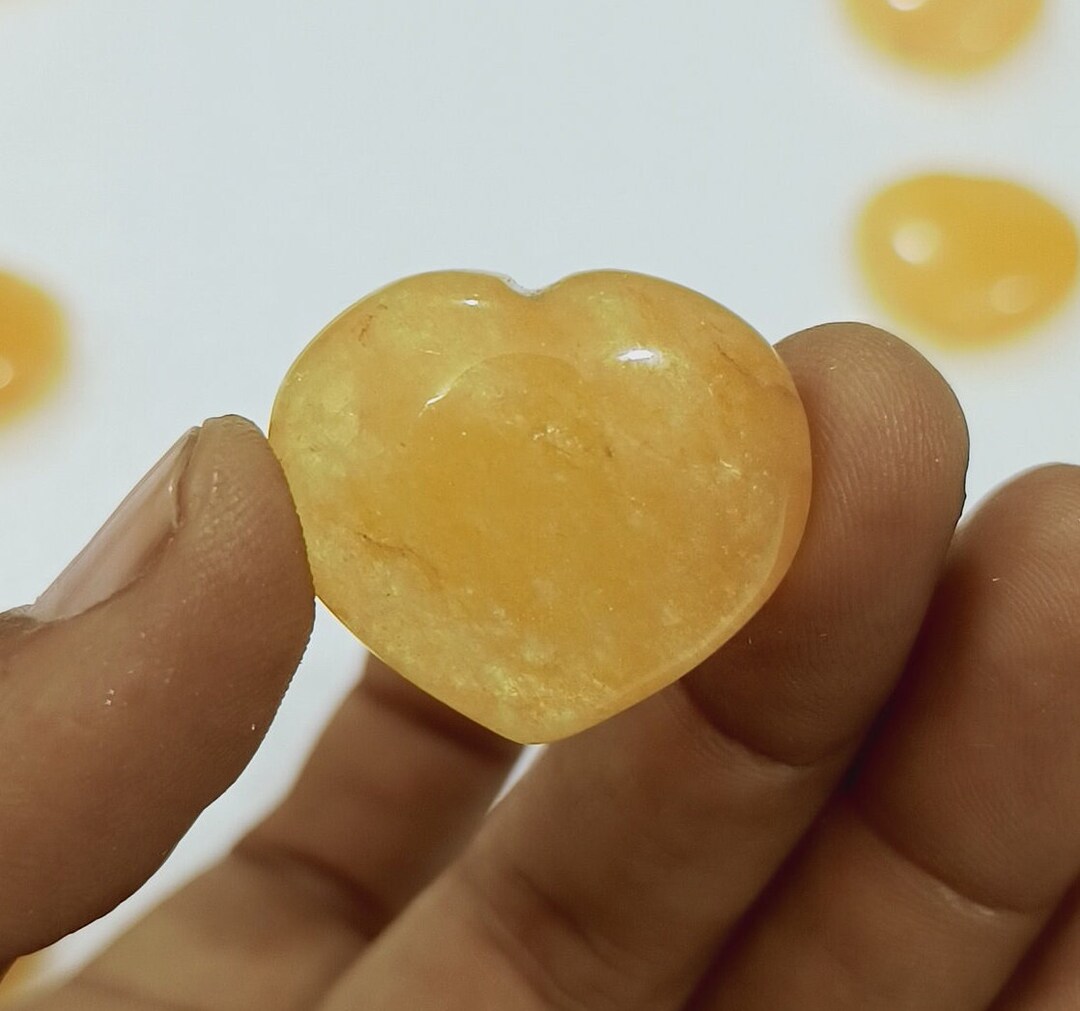 Natural Citrine Heart 1" - 1.25" | Yellow Citrine Crystal Heart ...
