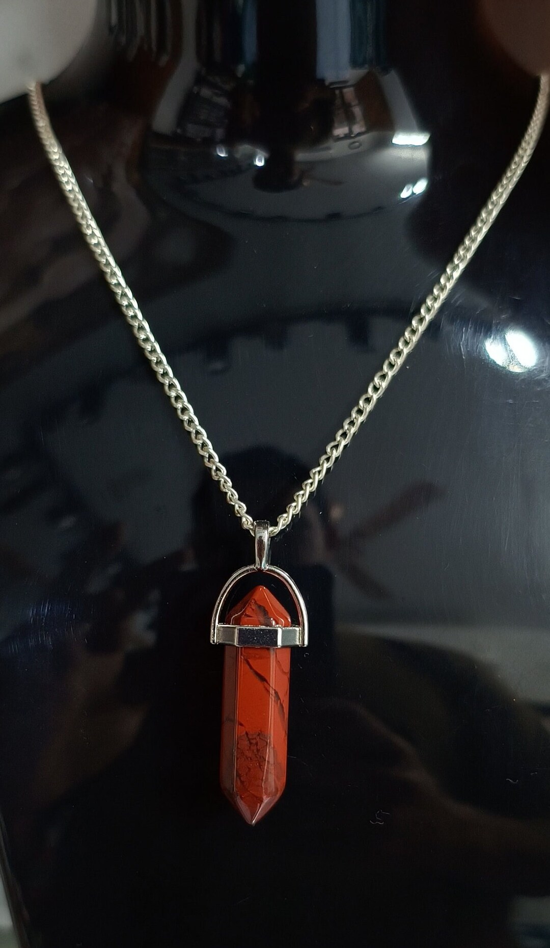 Red Jasper Pendant, Dainty Red Jasper Pendant, Gemstone Point Pendant ...