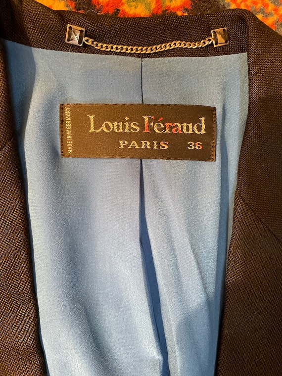 Vintage Louis Feraud Paris Black Suit Trimmed in Blue… - Gem