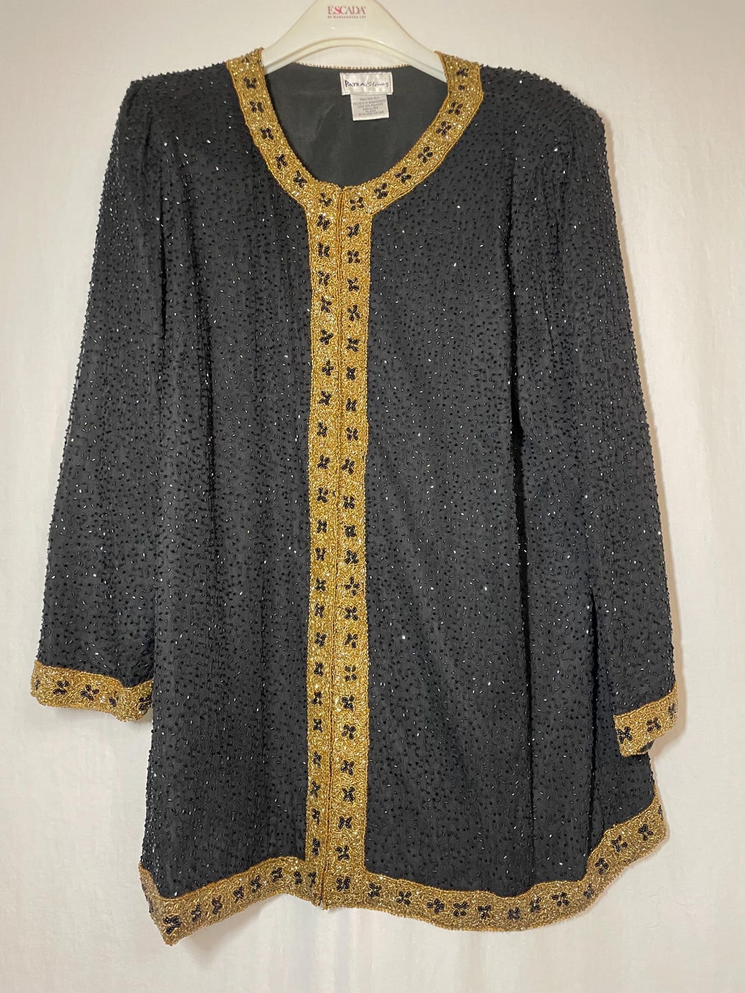 Vintage 1980s Patra Stenay Black and Gold Formal Beaded Jacket - Etsy