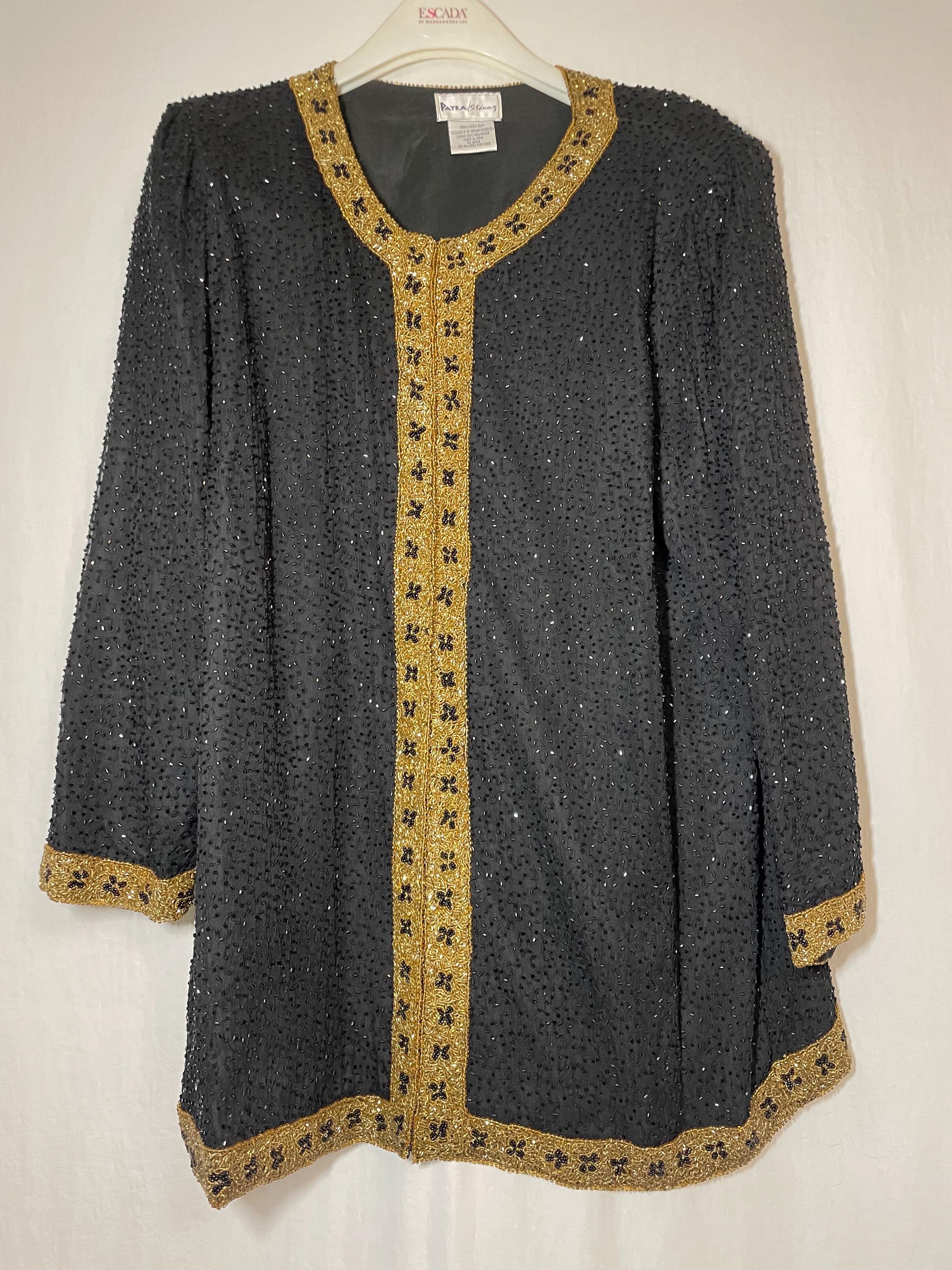 Vintage 1980s Patra Stenay Black and Gold Formal Beaded Jacket - Etsy